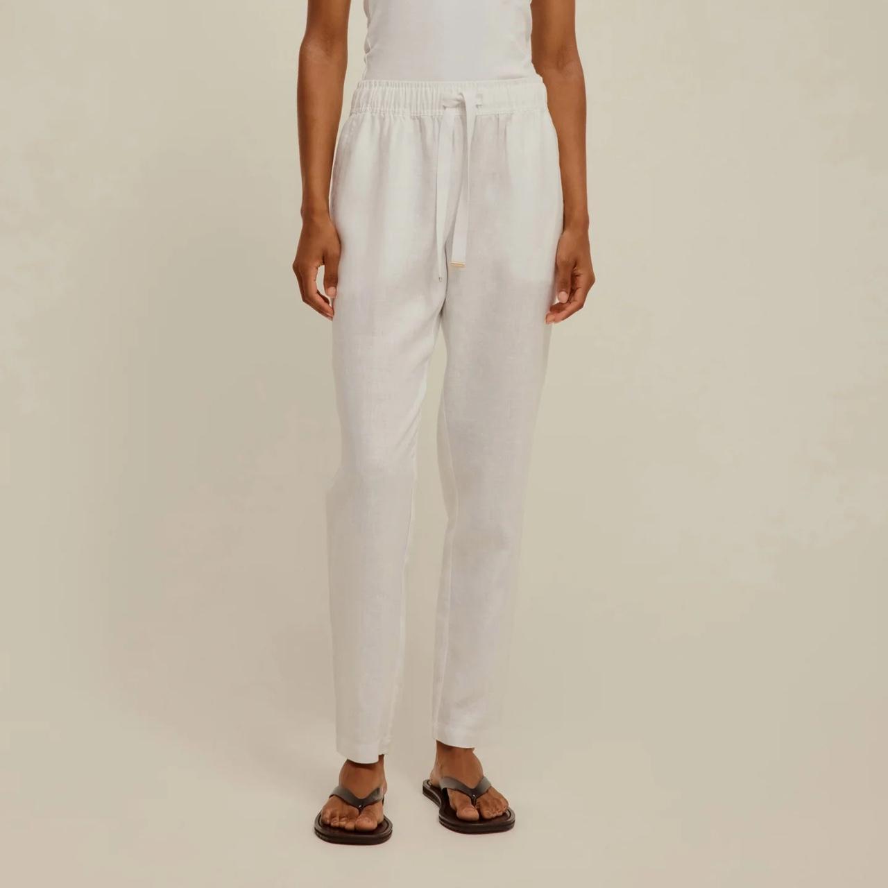 White Linen Venroy Pants Excellent Condition RRP -... - Depop