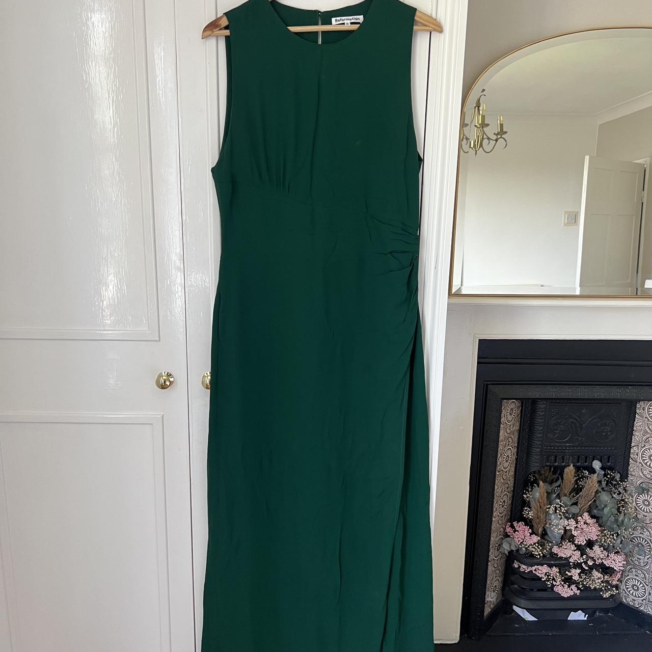 Reformation Ledger Dress in Green US8 / UK12 - worn... - Depop