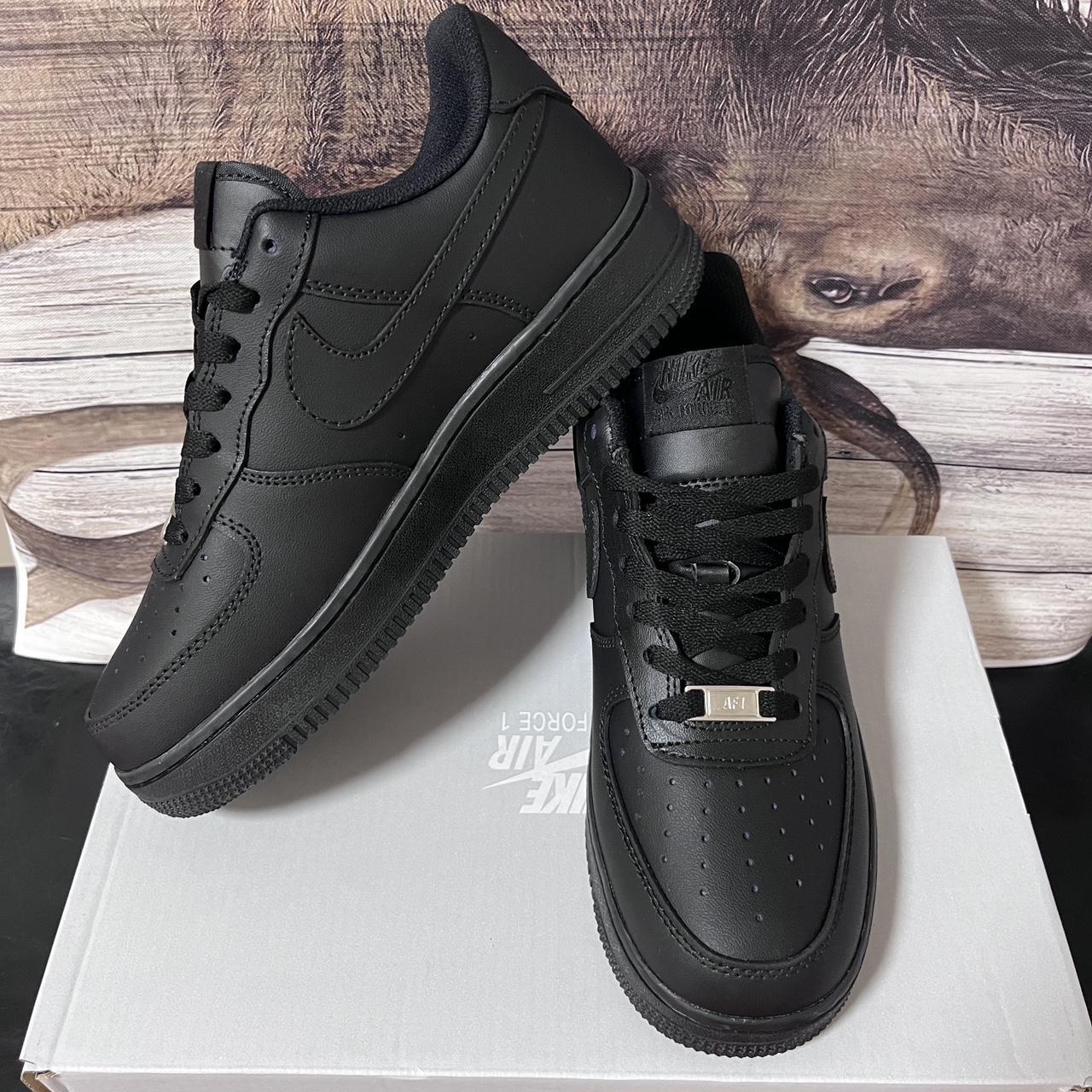 Nike Air Force 1 black，Brand new with shoe box - Depop