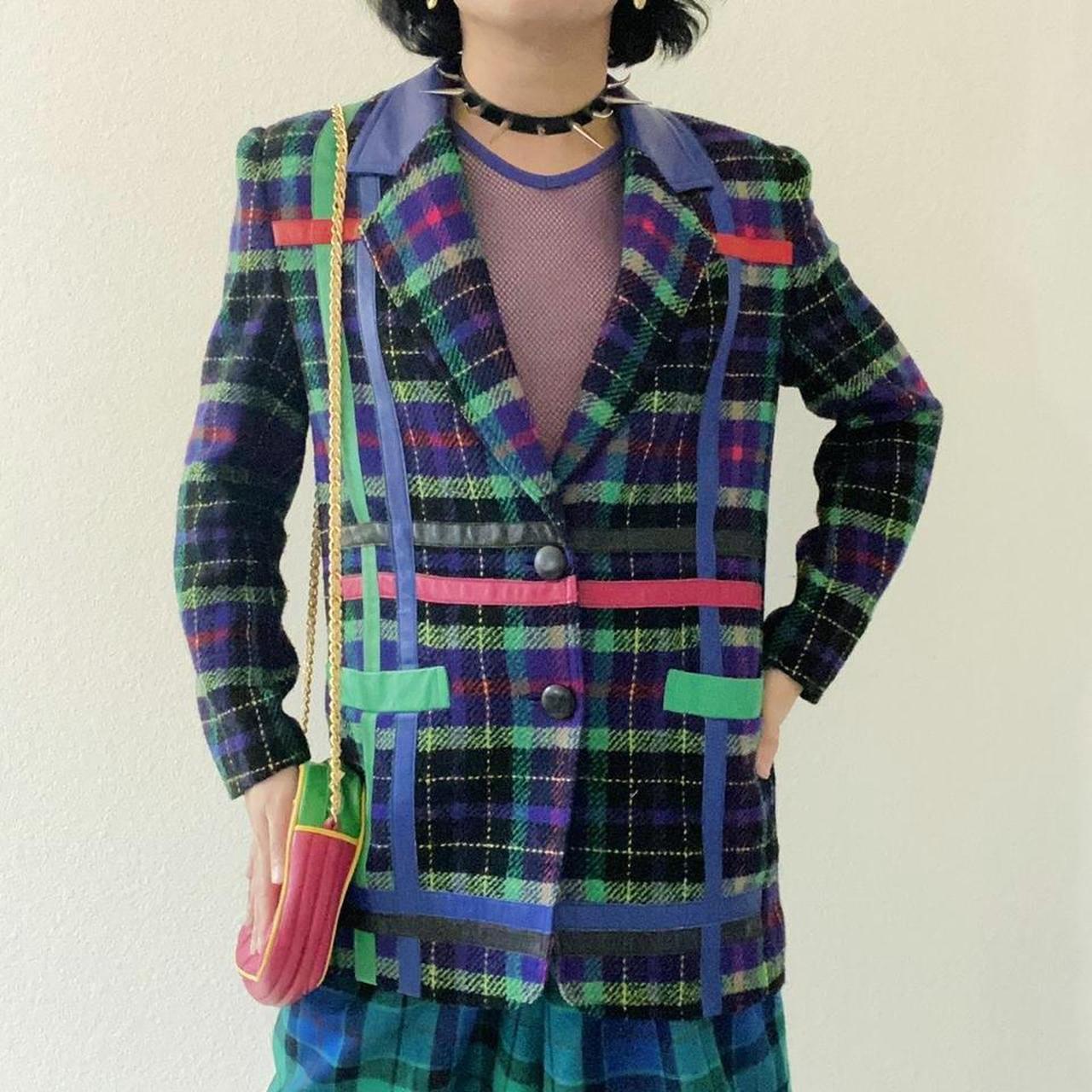 Purple Plaid Blazer brand: suzelle womens size... - Depop