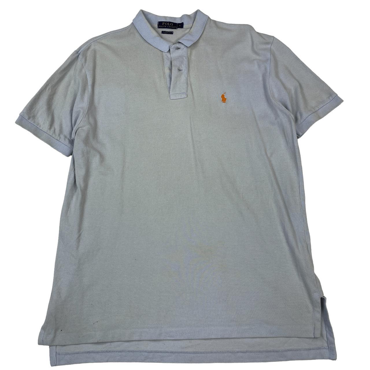 WASHED LIGHT BABY BLUE POLO RALPH LAUREN LOGO... - Depop