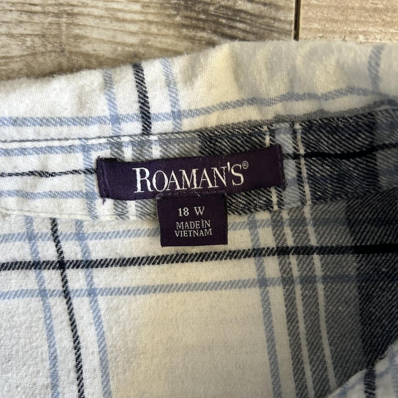 Blue Romans button up flannel Size 18 W or large... - Depop