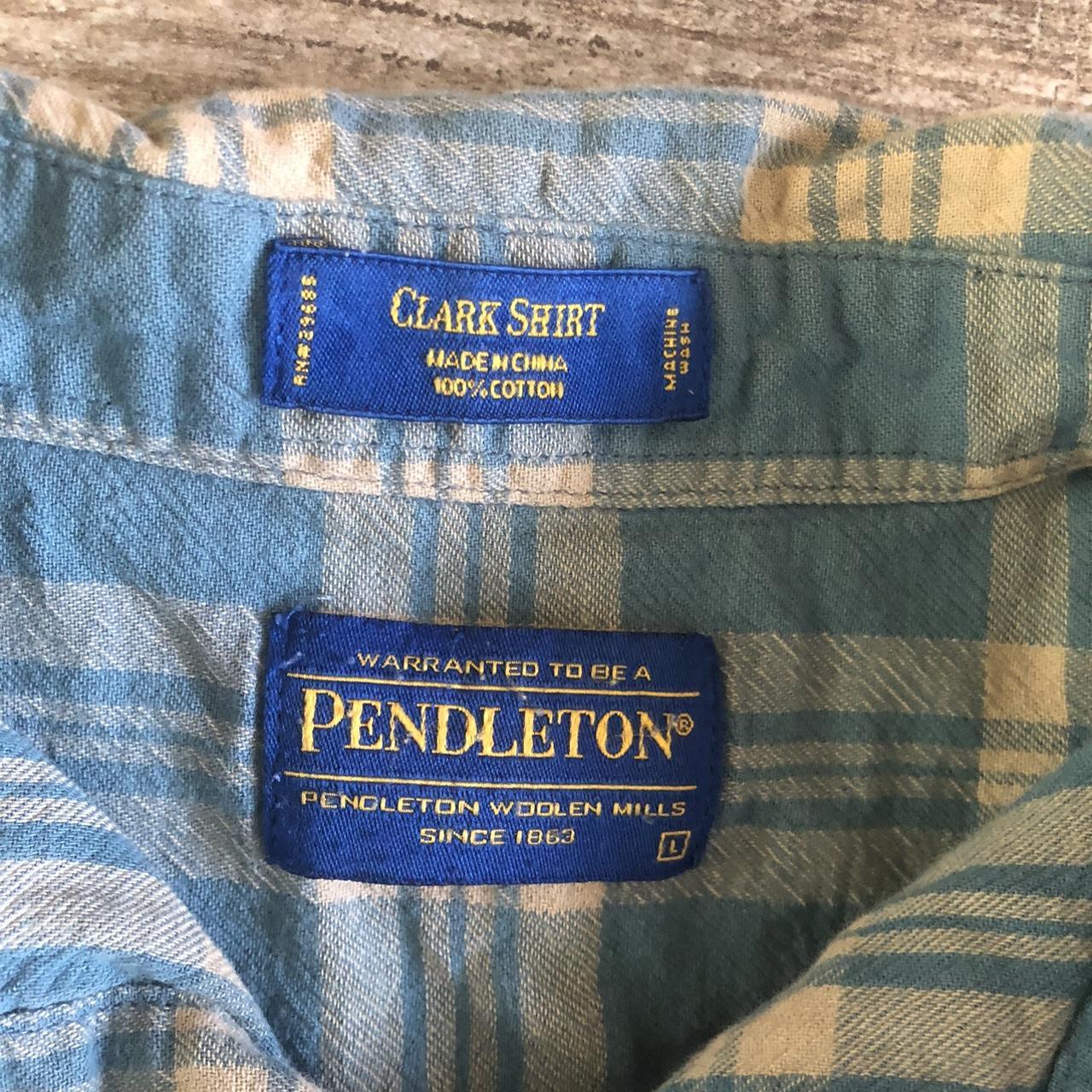 Vintage Pendleton Blue Wool Clark Button Up Flannel... - Depop