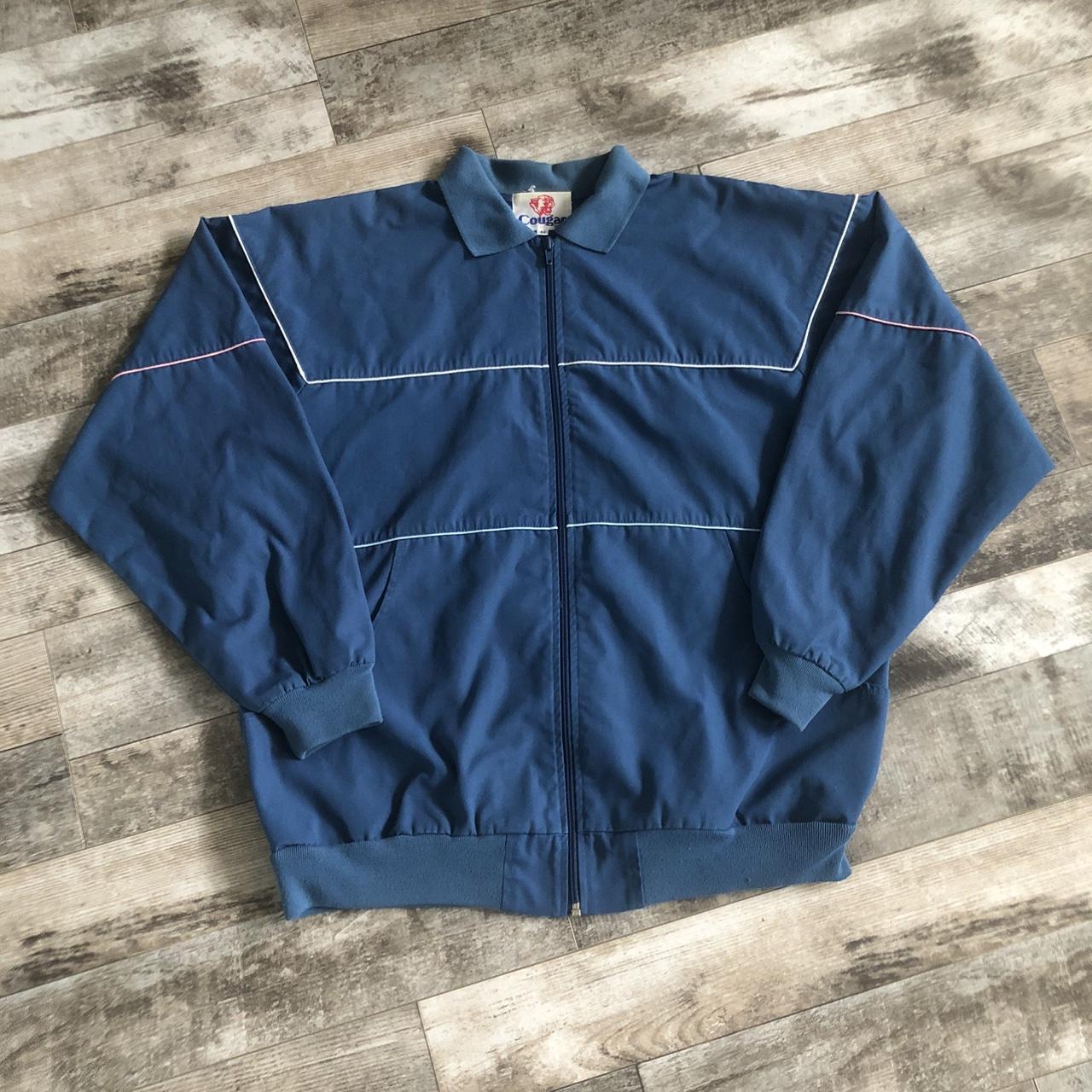 Vintage Y2K Blue Cougar Golf Collared Zip Up Block... - Depop
