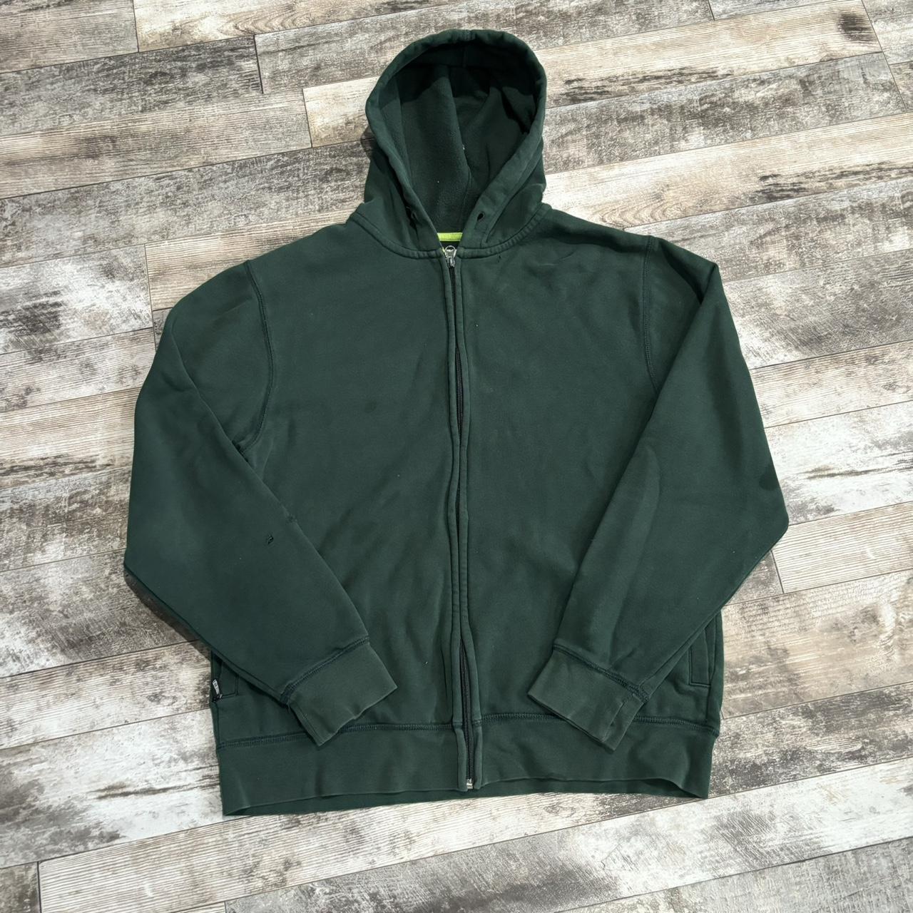 Vintage Y2K Forest Green Essential Zip Up... - Depop