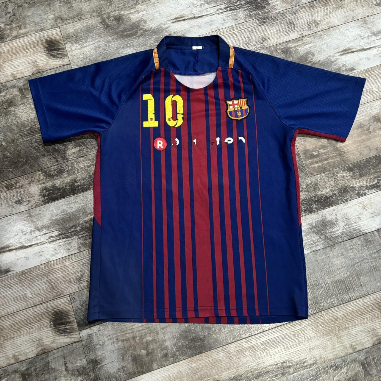 Vintage Y2K FC Barcelona Messi Striped Soccer Futbol... - Depop