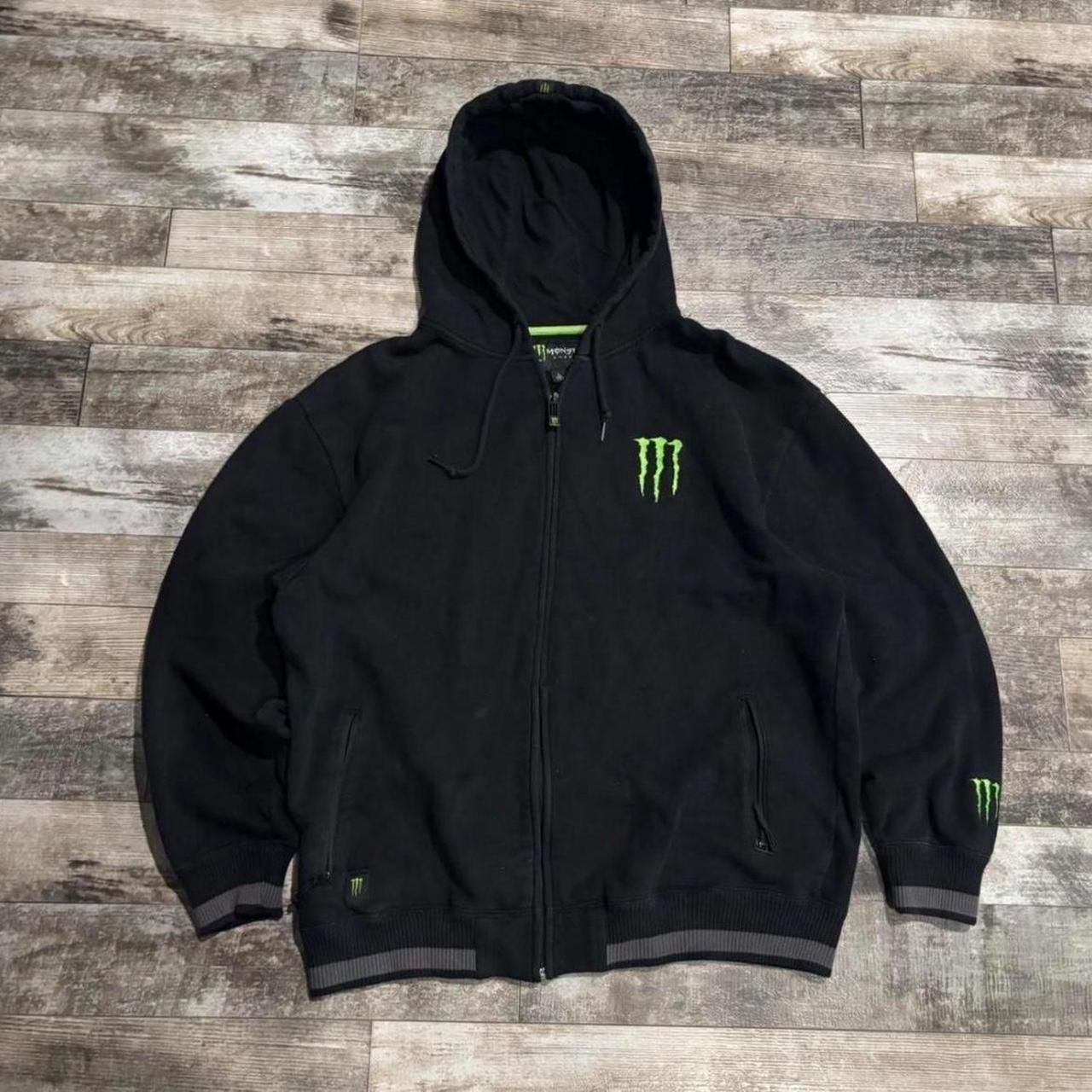 Vintage Y2K Monster Energy Zip Up Hoodie Size... | Depop