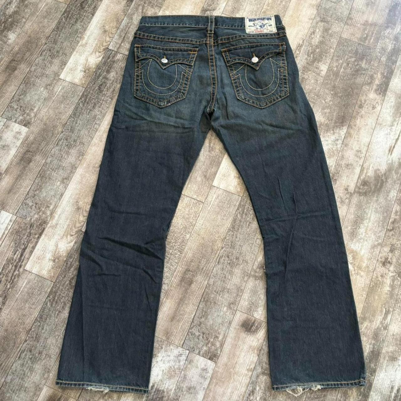 Vintage Y2K Dark Wash True Religion Flap Tab Pocket... | Depop