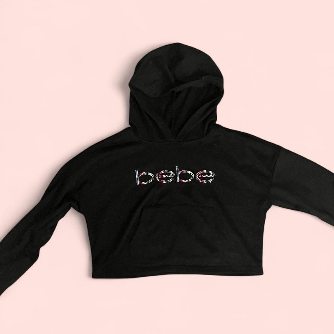 Bebe rhinestone cropped black hoodie ♡ - tag size... | Depop