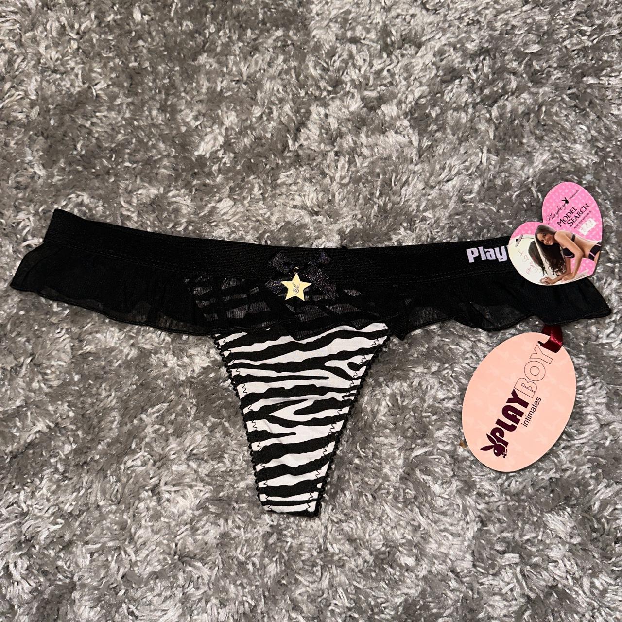 VINTAGE PLAYBOY INTIMATES ZEBRA STAR THONG • NEW... - Depop