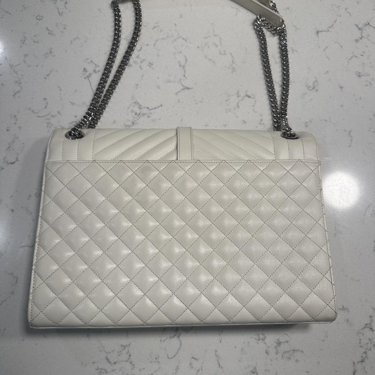 White & Silver YSL bag - Depop