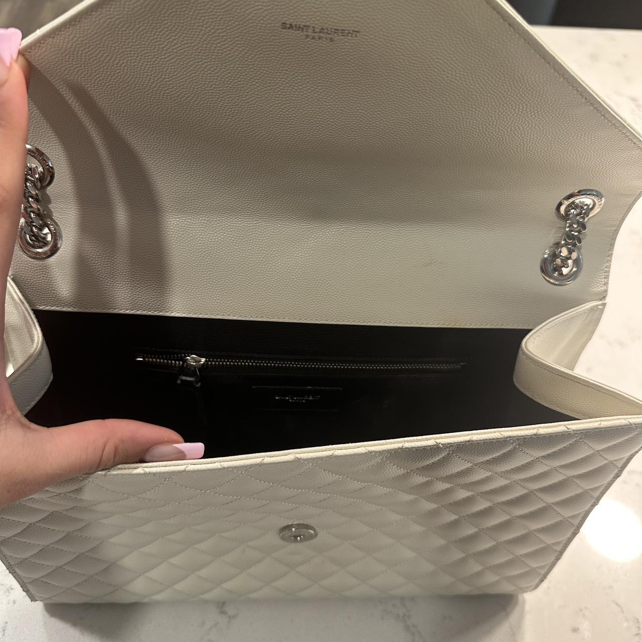 White & Silver YSL bag - Depop