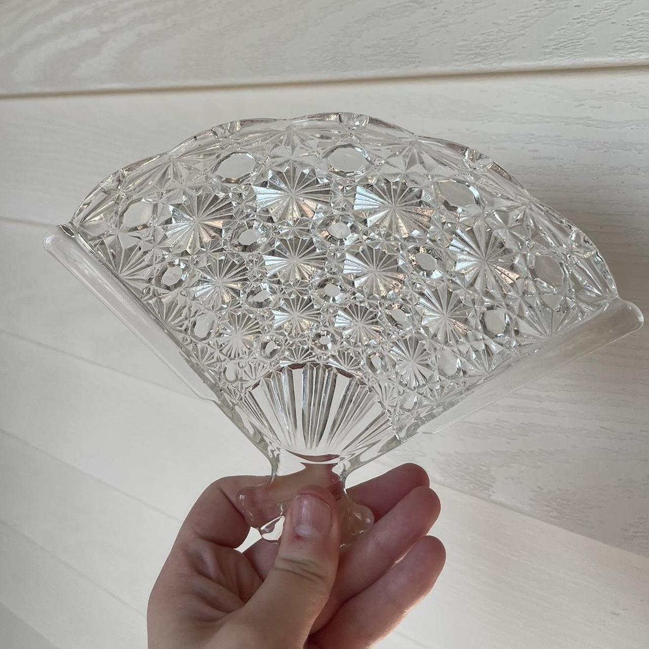 Vintage avon clear glass fan or shell shaped trinket... - Depop