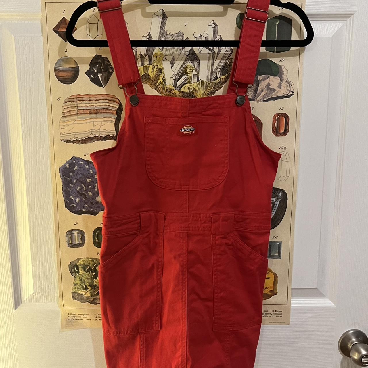Dickies Red Overall Dress worn once - Depop