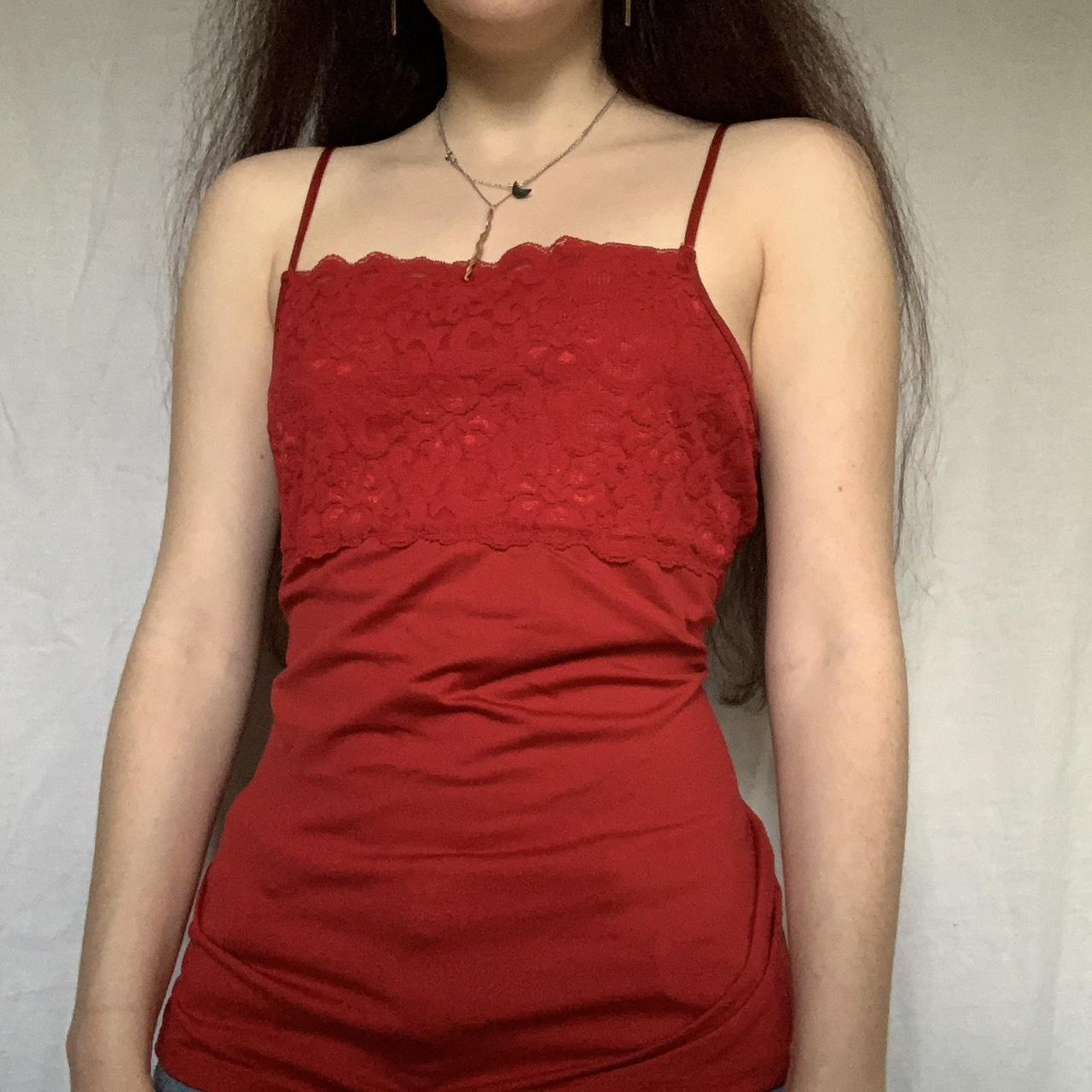 Red lace cami from Boutique Essentials. Fantastic... - Depop