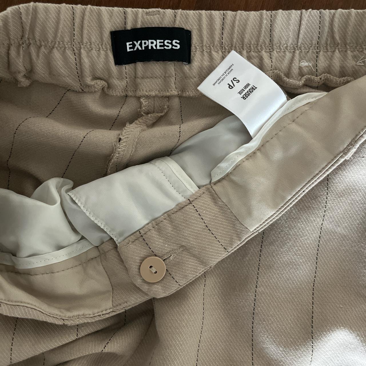 EXPRESS print Striped linen relaxed hight Rise... - Depop