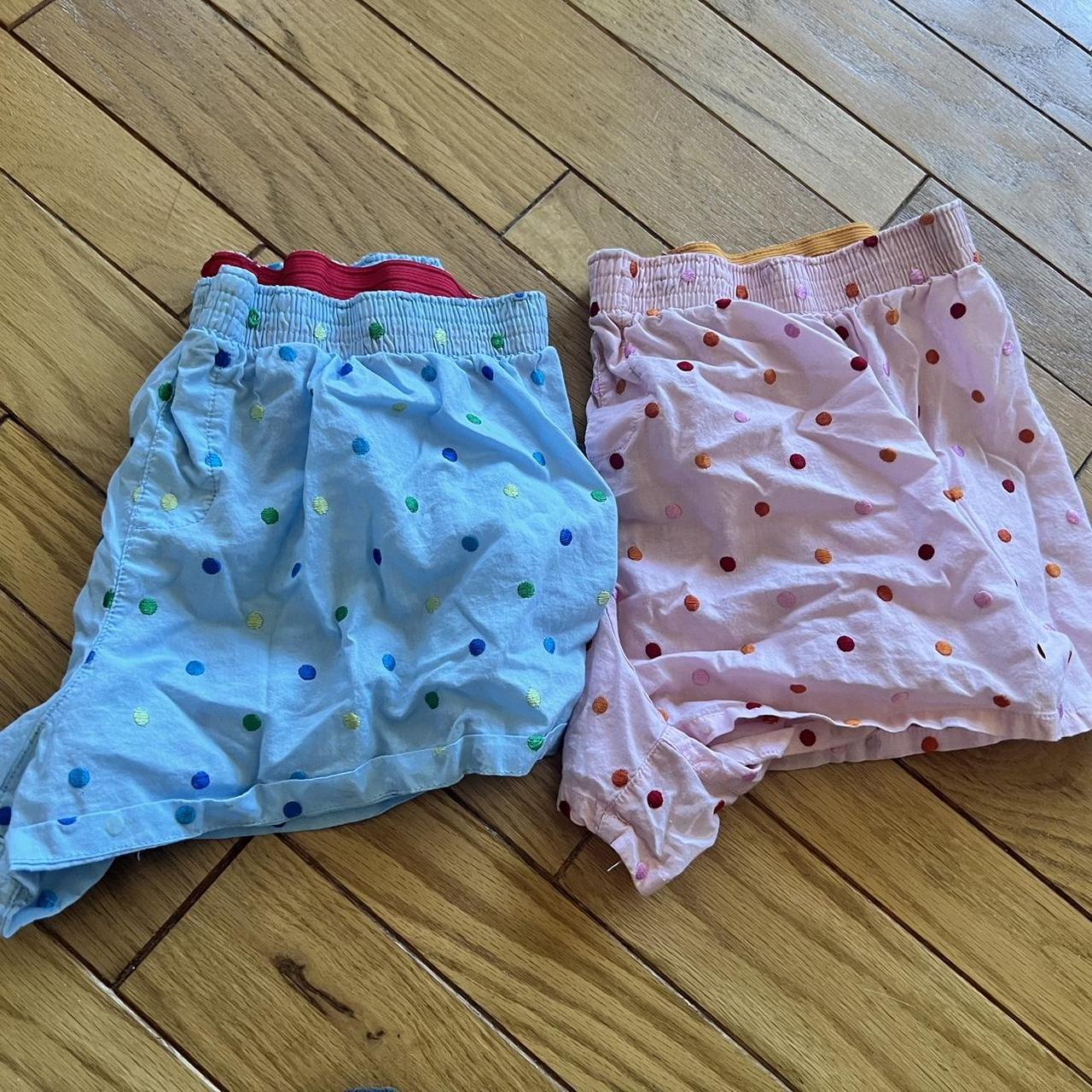 Pink and blue polka dot boxers Size 11-13, can fit... - Depop