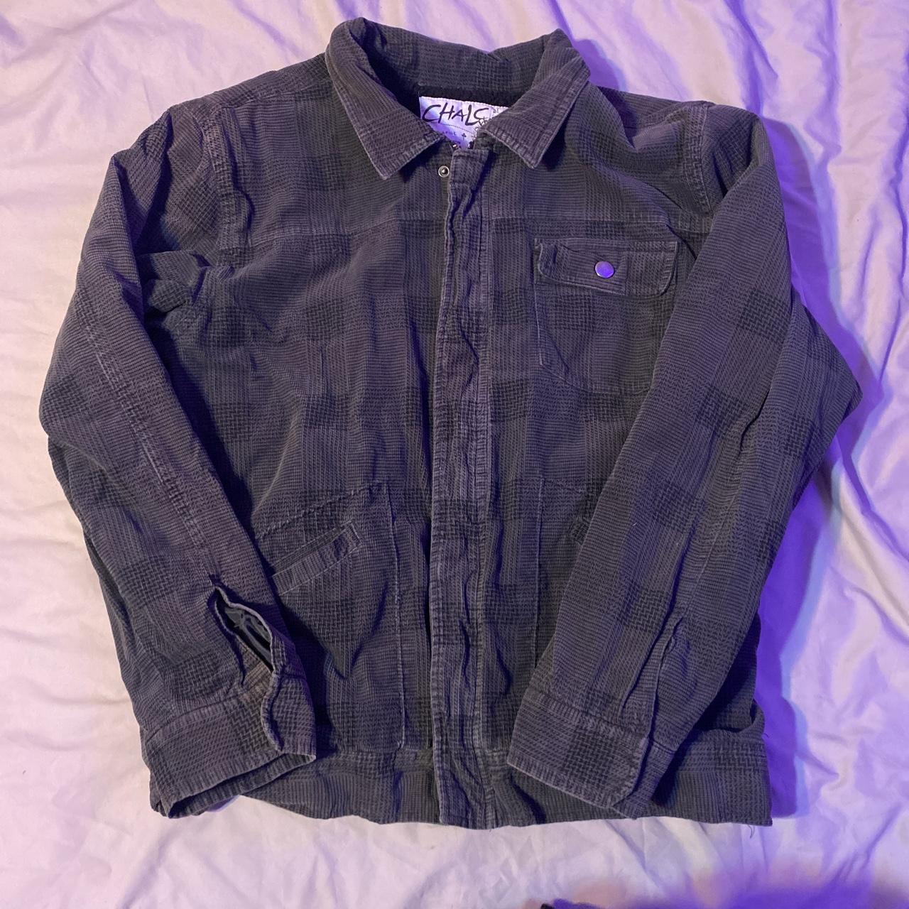 dark gray checkered jacket size: tag says large... - Depop