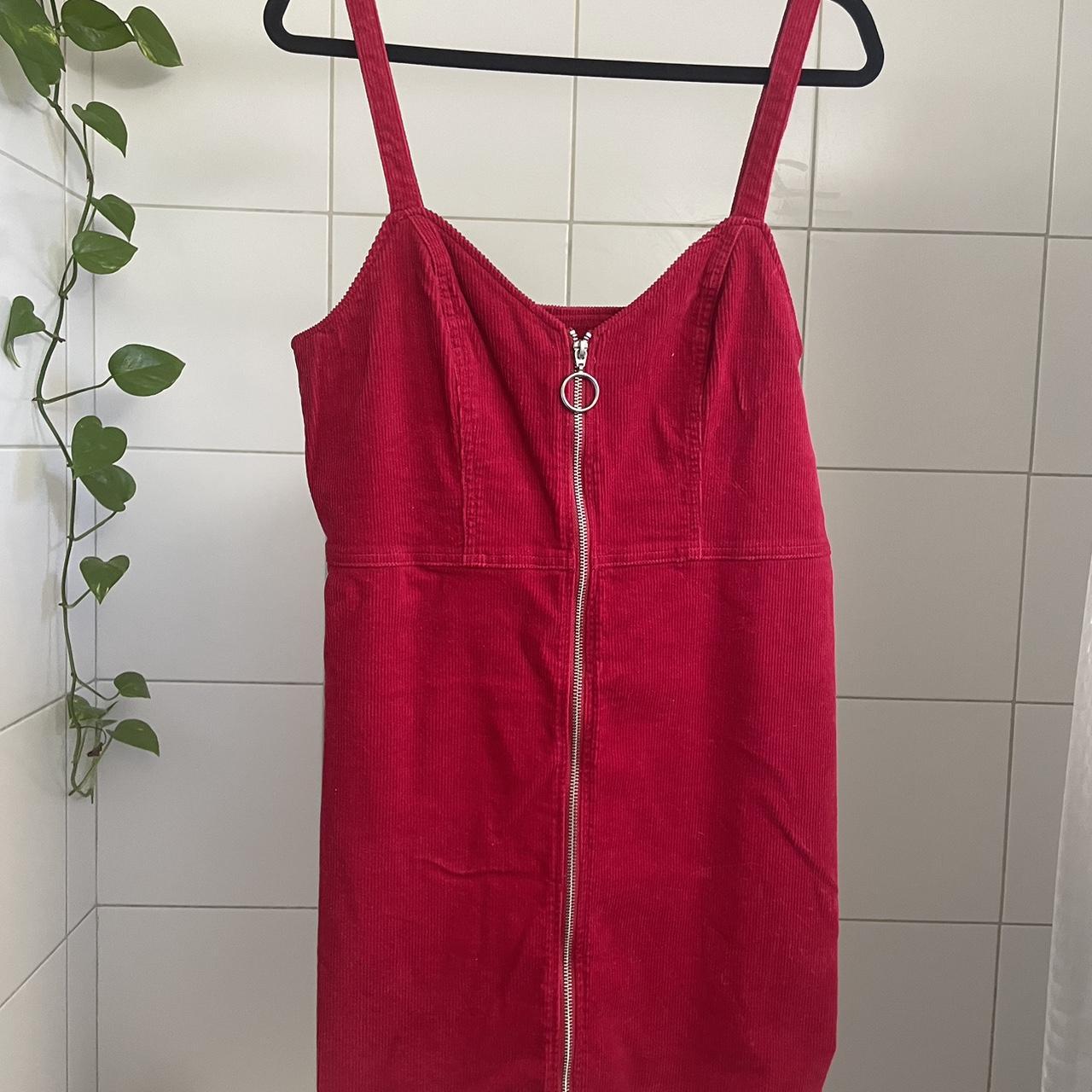 Red Corduroy Divided H&M Dress - Depop