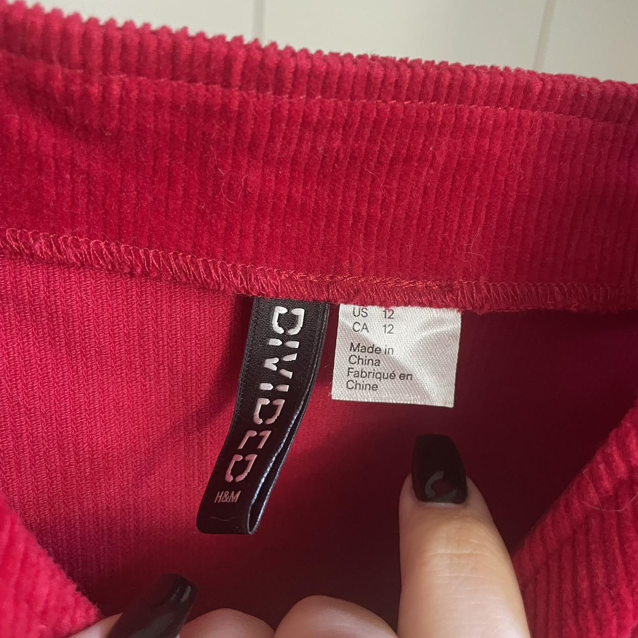 Red Corduroy Divided H&M Dress - Depop