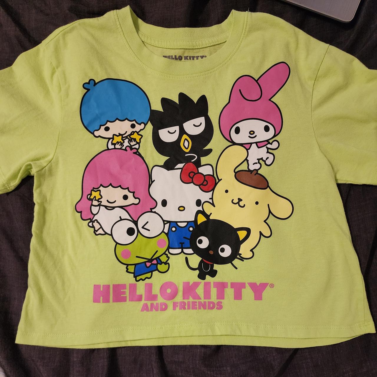 Women's Lime Green Hello Kitty and Friends Crop Top... - Depop