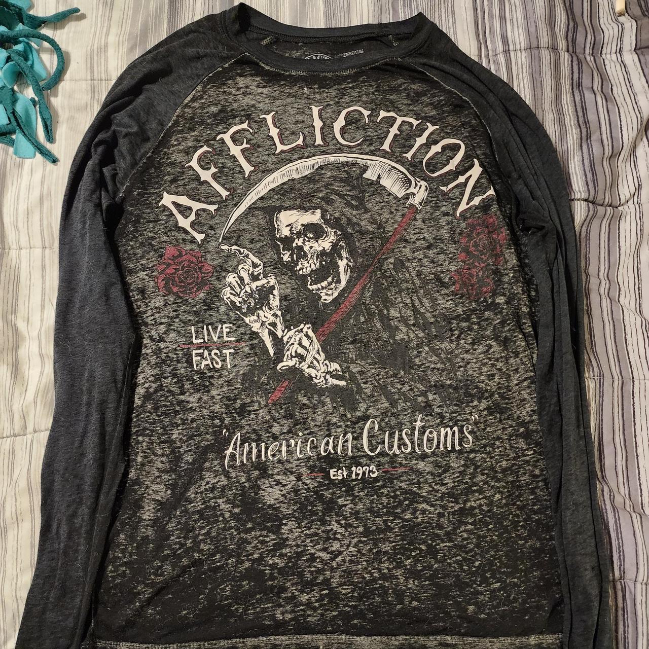 Women's Black Affliction Long Sleeve Shirt. Size... - Depop