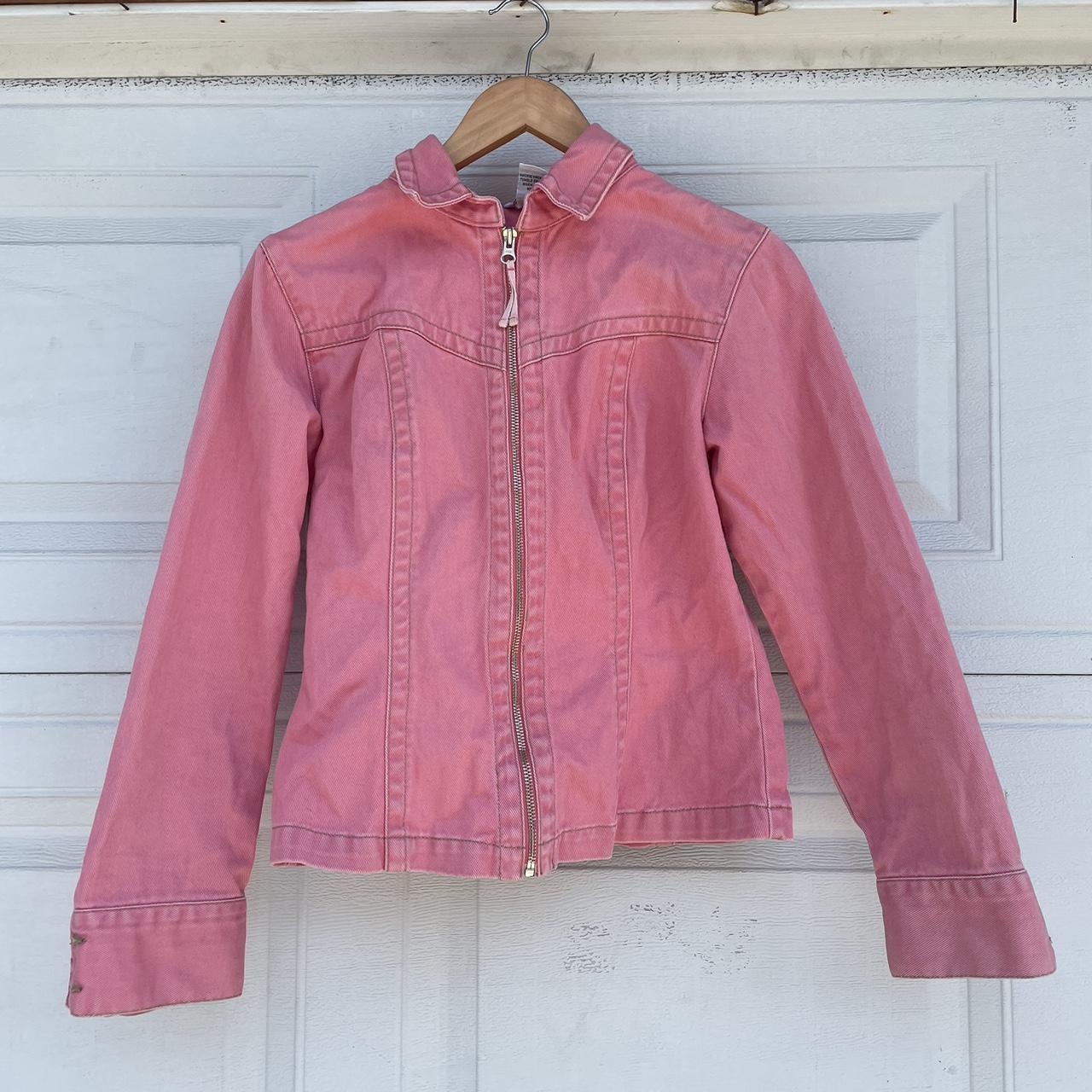Sick salmon/bubblegum? pink denim jacket! Never worn... - Depop