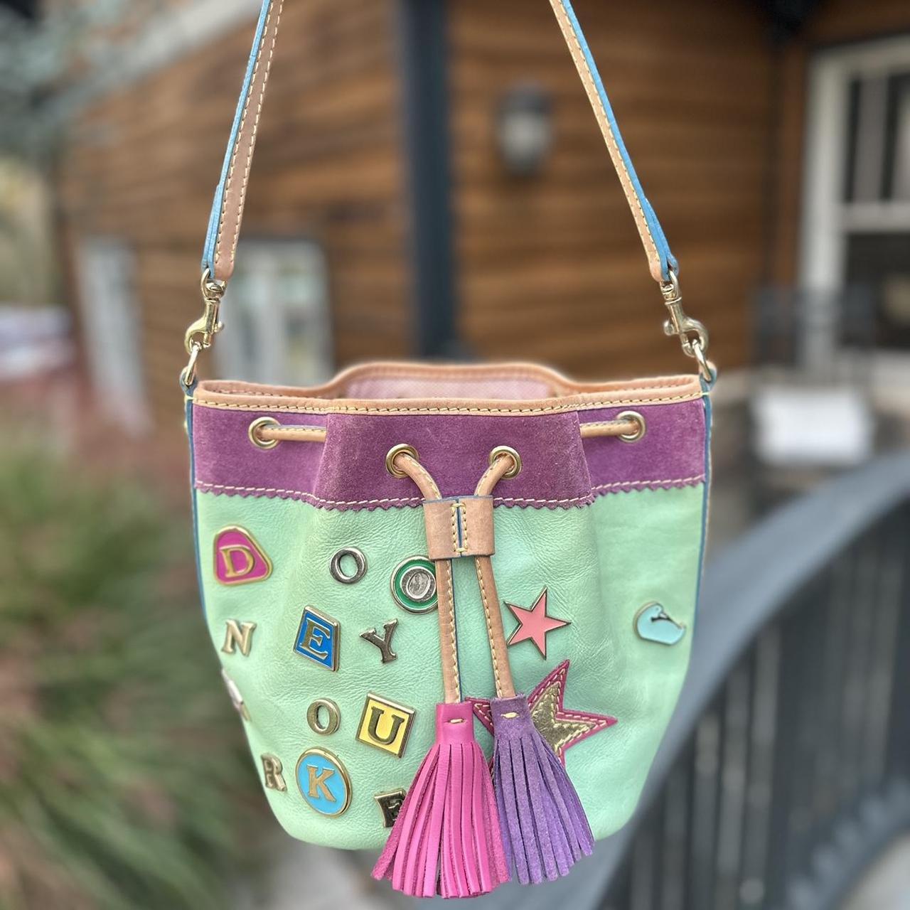 Dooney & Bourke Teal Drawstring Charm Bag Teal... - Depop