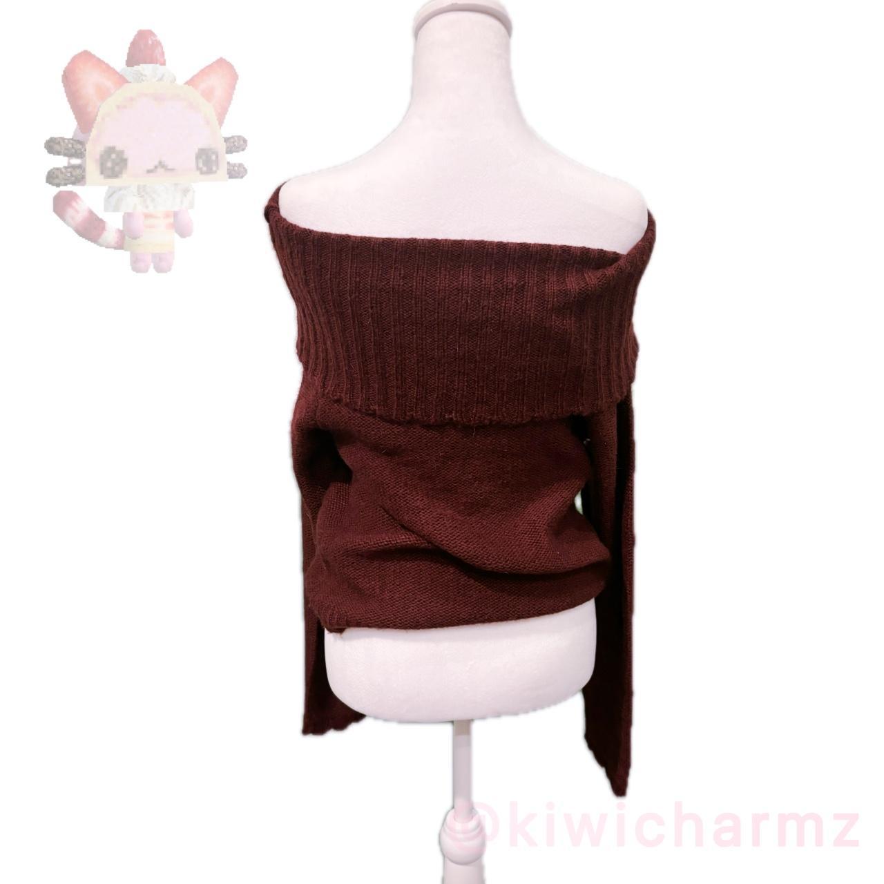 AXES FEMME Burgundy and red off the shoulder sweater... - Depop