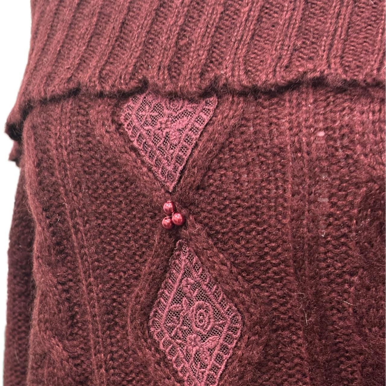 AXES FEMME Burgundy and red off the shoulder sweater... - Depop