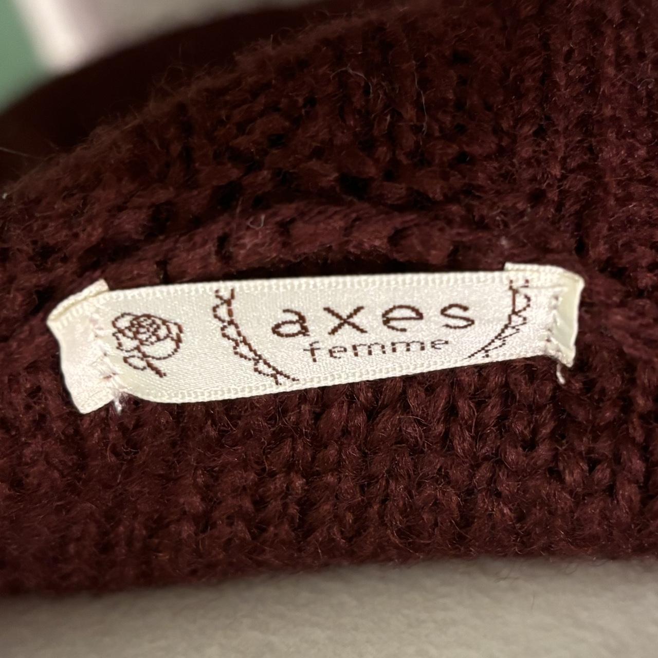 AXES FEMME Burgundy and red off the shoulder sweater... - Depop