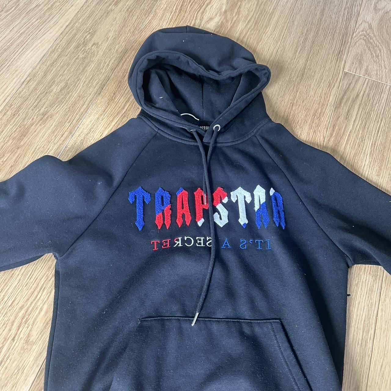 Trapstar navy and red hoodie Only worn a couple... | Depop