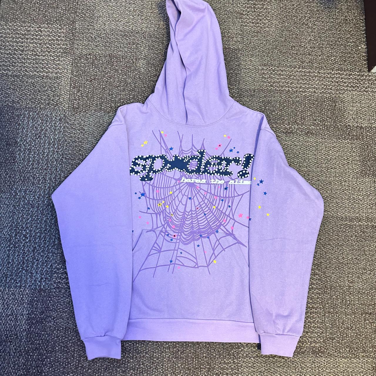 brand new Sp5der Acai Hoodie Purple Sizes S, M,... - Depop