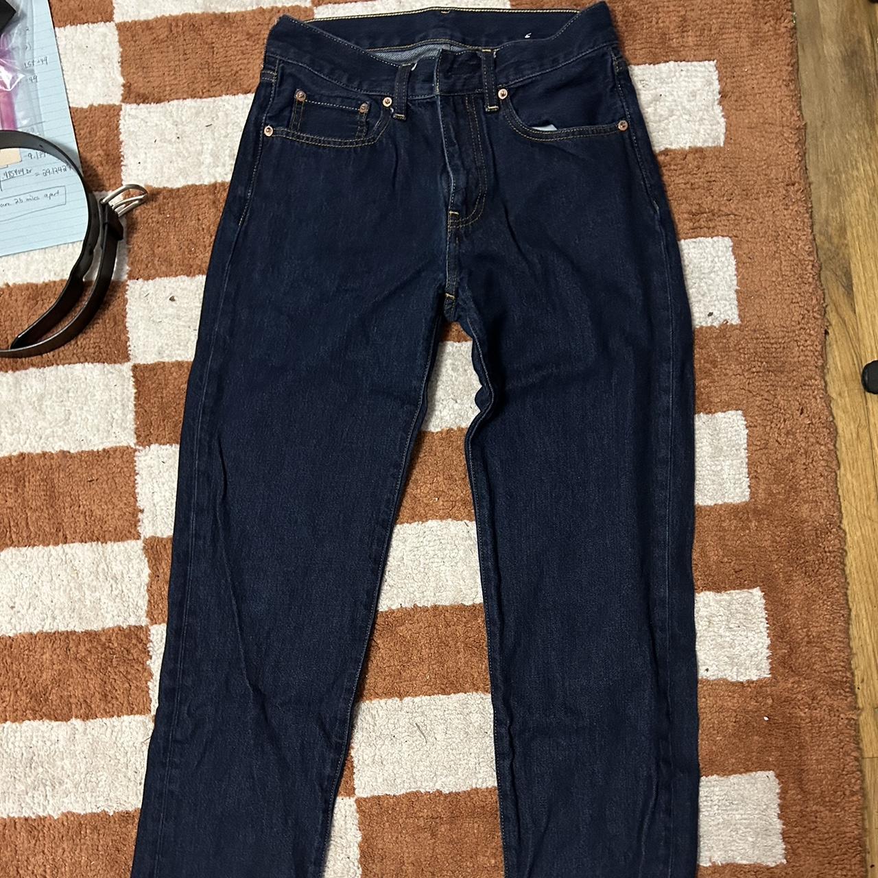 size 28 Muji slim fit dark wash denim jeans - Depop