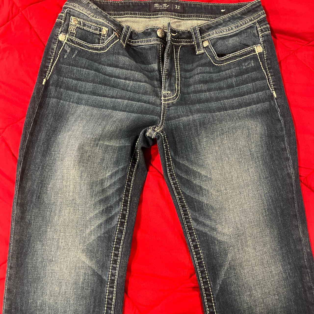 flared mid-rise miss me jeans size 32 (fits around a... | Depop
