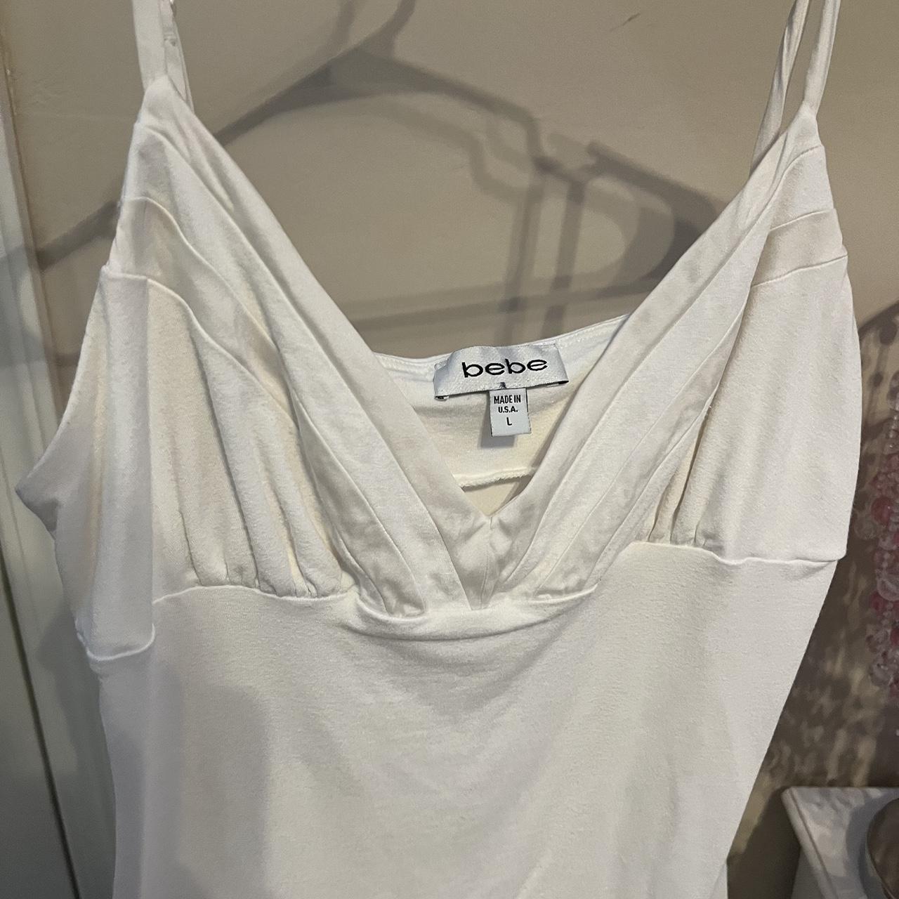 vintage white bebe babydoll top 🥰 tag says large... - Depop