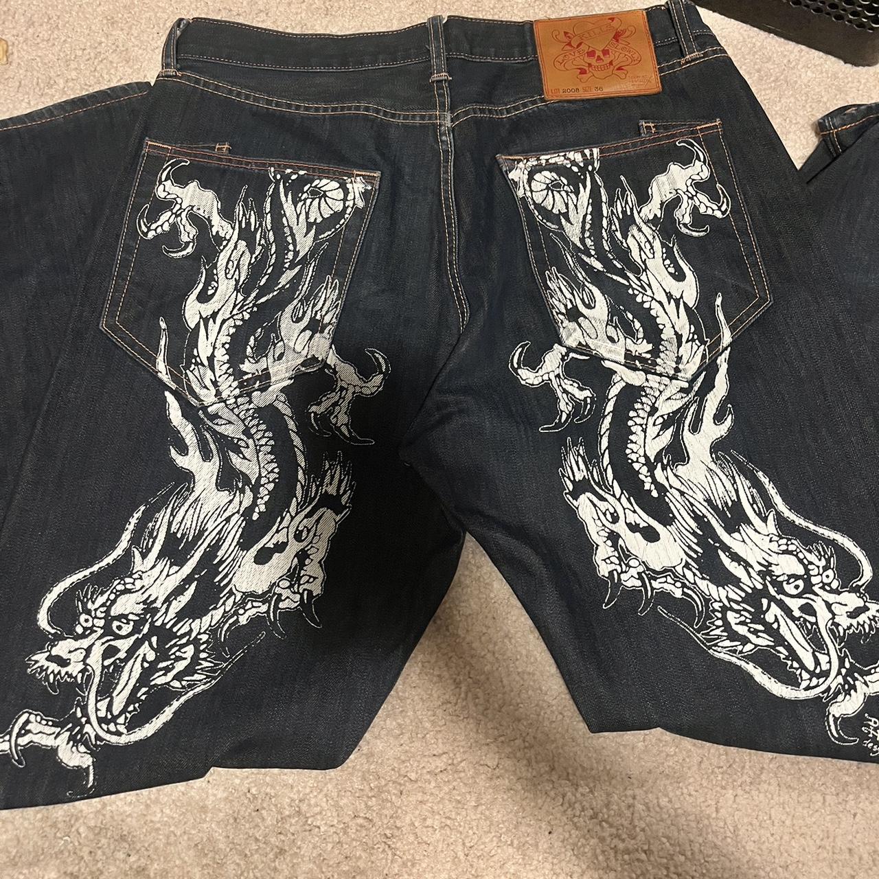 EXTREMELY RARE DOUBLE DRAGON ED HARDY JEANS... | Depop