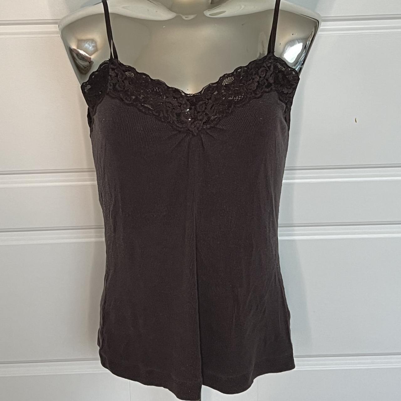 Brown lace cami top size medium but can fit L/ Xl... | Depop