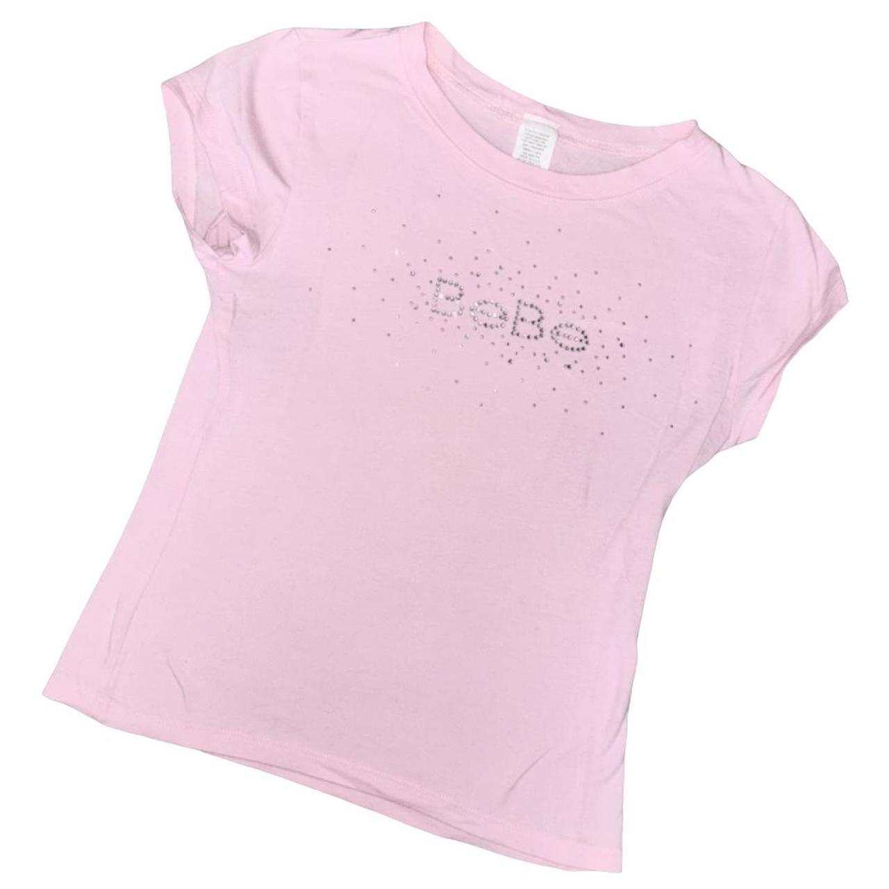 bebe rhinestone encrusted baby tee -color: baby... - Depop