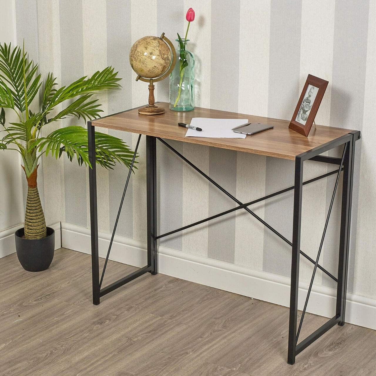 Oak Wooden Table Foldable Office Desk Foldable... - Depop