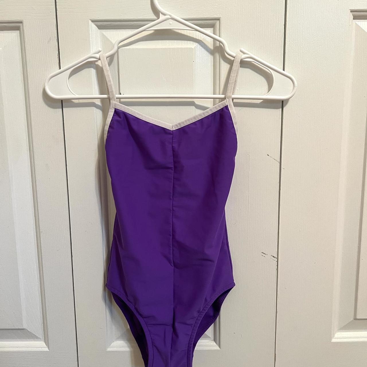 Dot dot Dance purple leotard with white straps - Depop