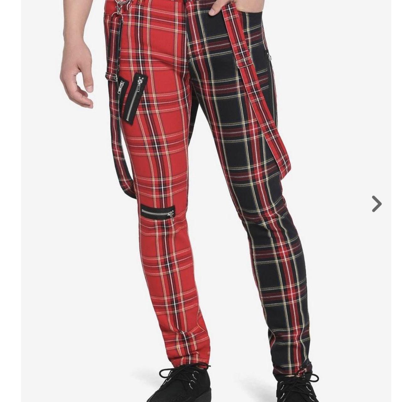 Hot Topic Men's Red and Black Jeans | Depop