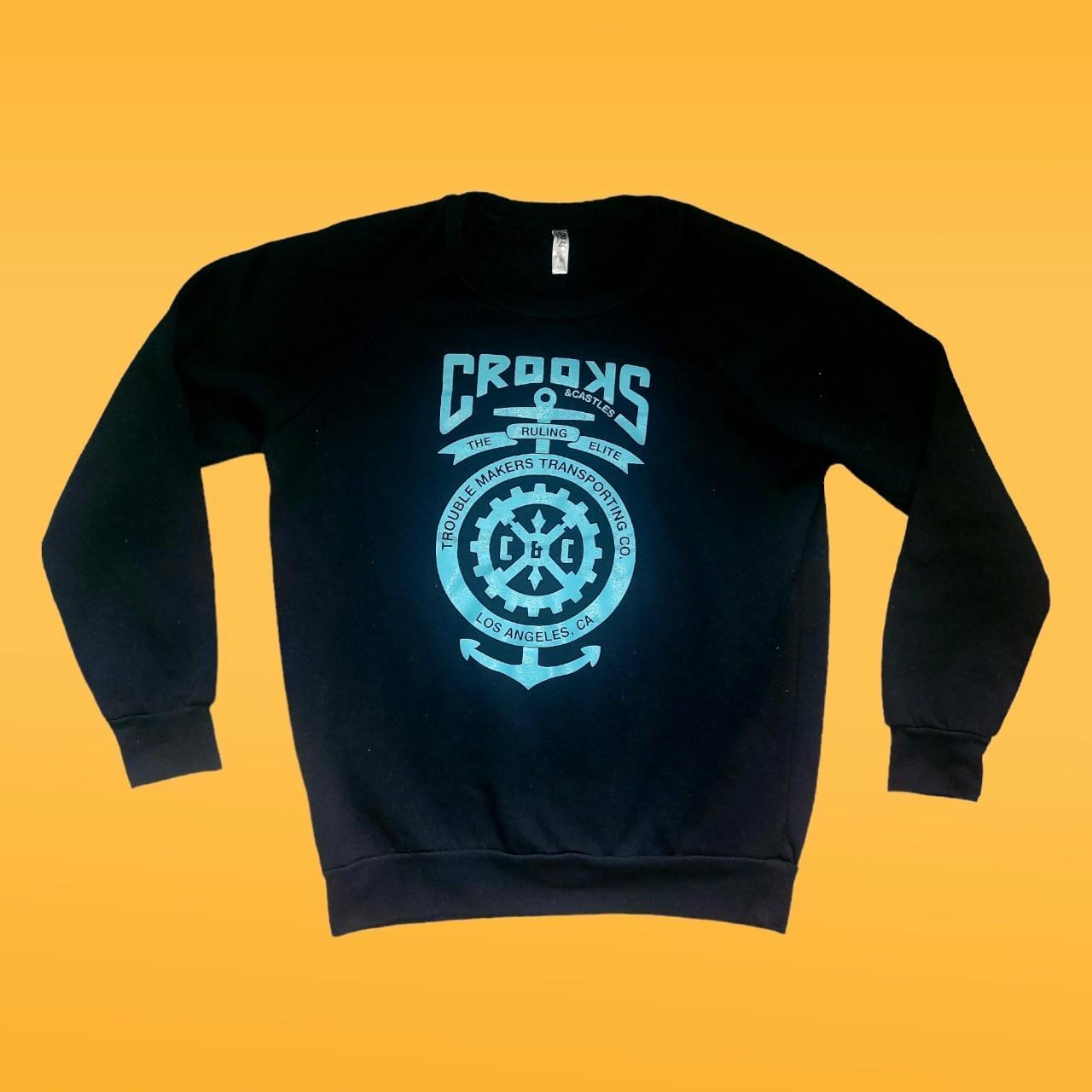 Crooks & Castles Men's Black and Blue Jumper | Depop