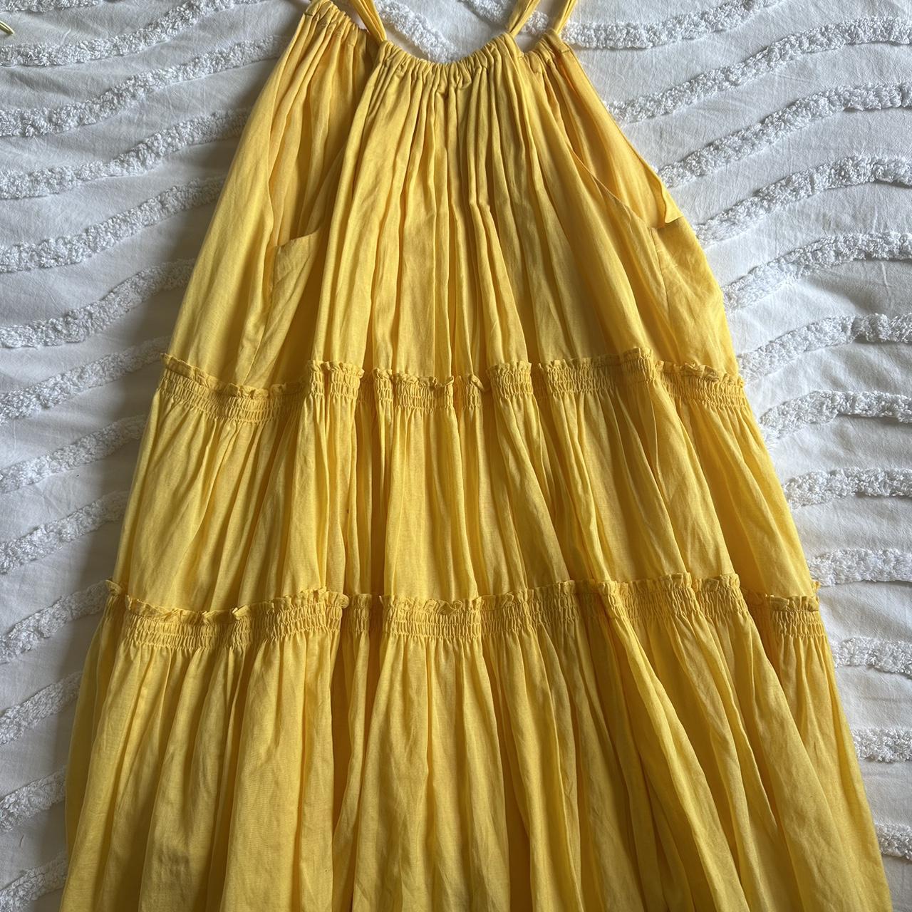 Steele yellow flowy dress Size small Slight mark... - Depop