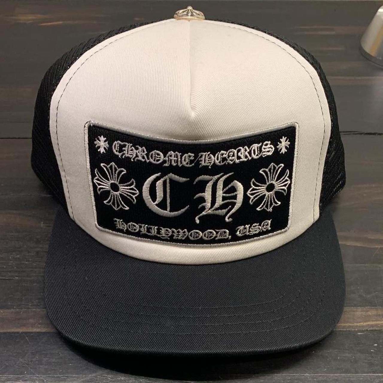 chrome hearts cap black and white - Depop