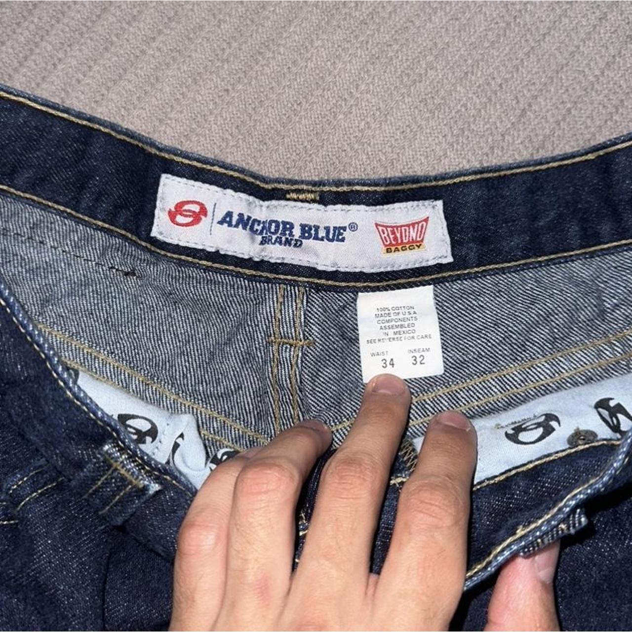 vintage anchor blue beyond baggy jeans size 34x32.... - Depop