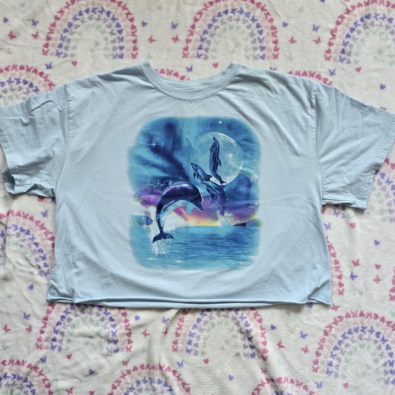 Mighty fine Blue dolphin crop top size 2XL. Perfect... | Depop