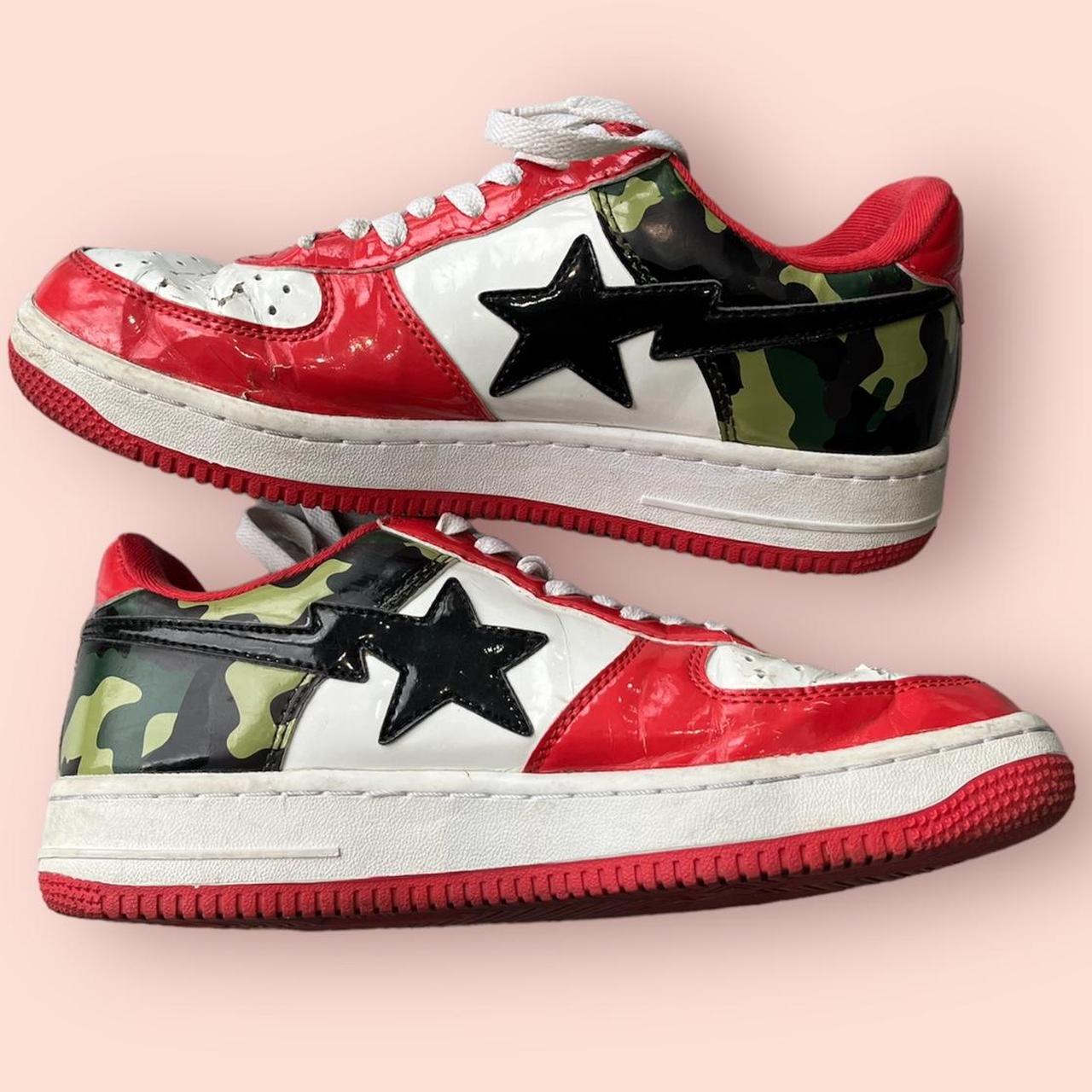 Insane Bape Bapesta red, white, black and camo print... - Depop