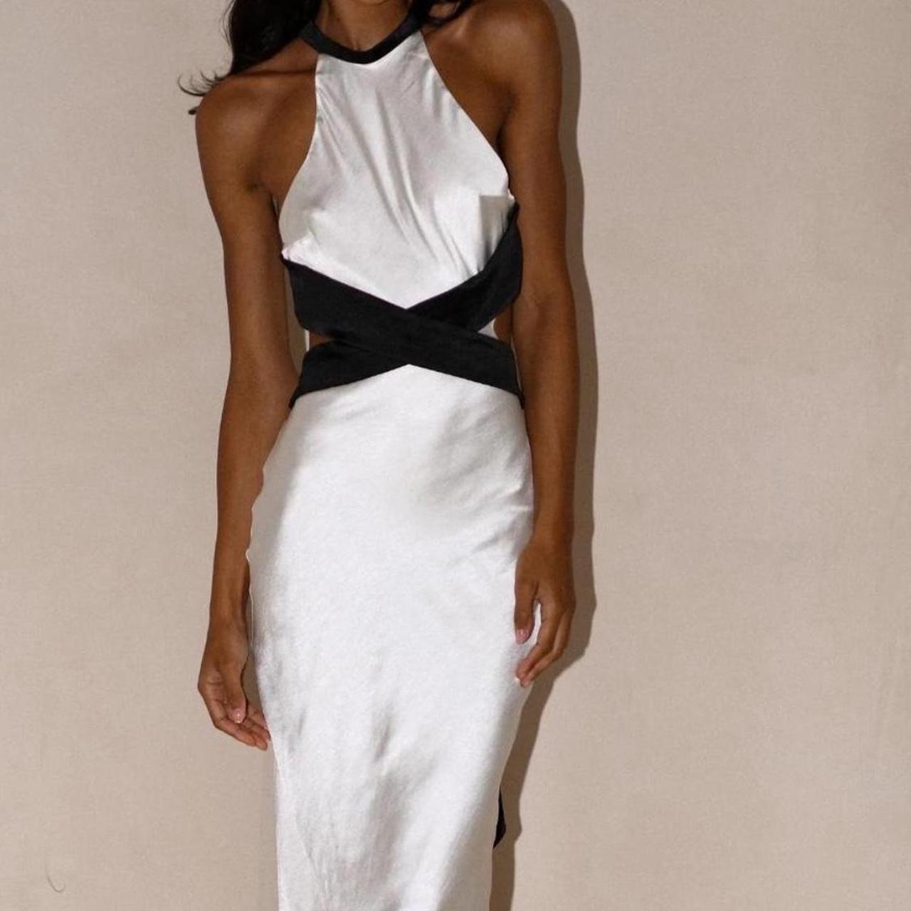 meshki satin halter maxi dress Bought on here but... - Depop