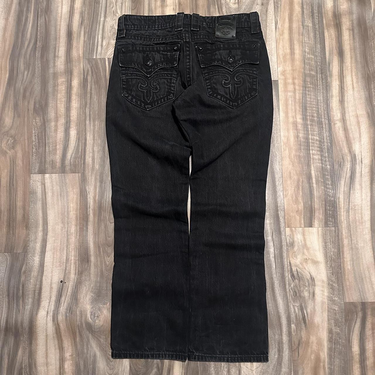 Rock Revival straight fit black denim jeans with... - Depop